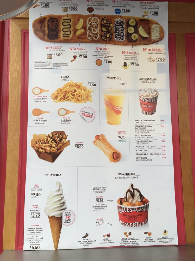 beavertails menu