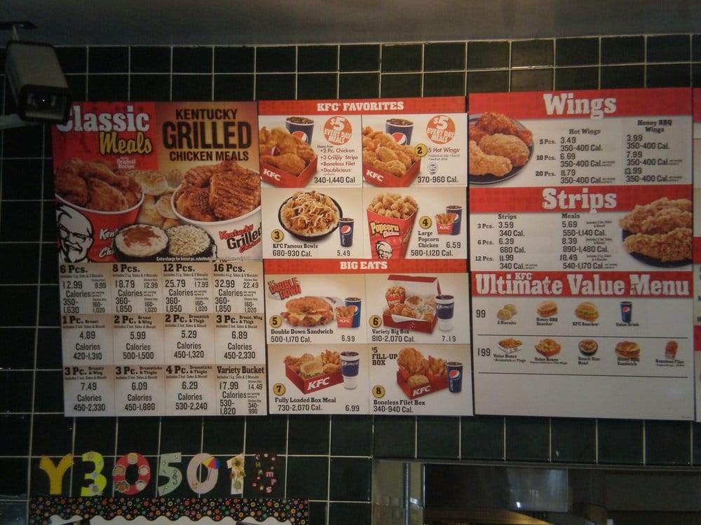 Kfc Menu Board