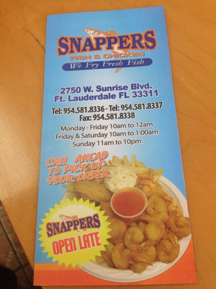 Online Menu of Snappers Fish & Chicken Restaurant, Fort Lauderdale ...