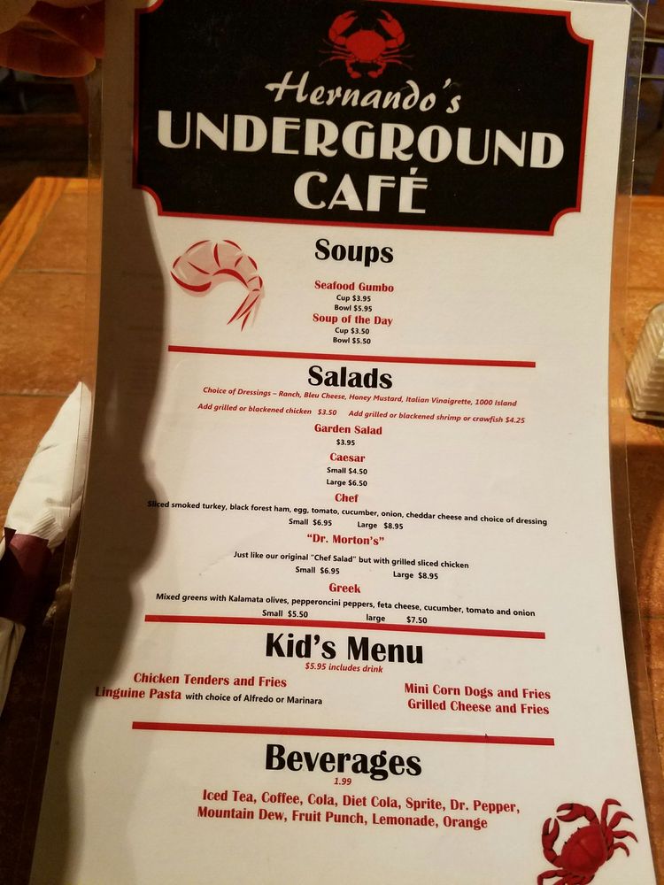 Online Menu of Underground Cafe Restaurant, Hernando, Mississippi ...