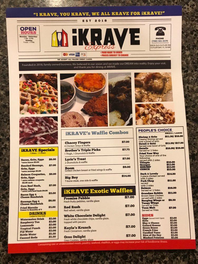 Online Menu of iKrave Express Restaurant, Cutler Bay, Florida, 33189 ...