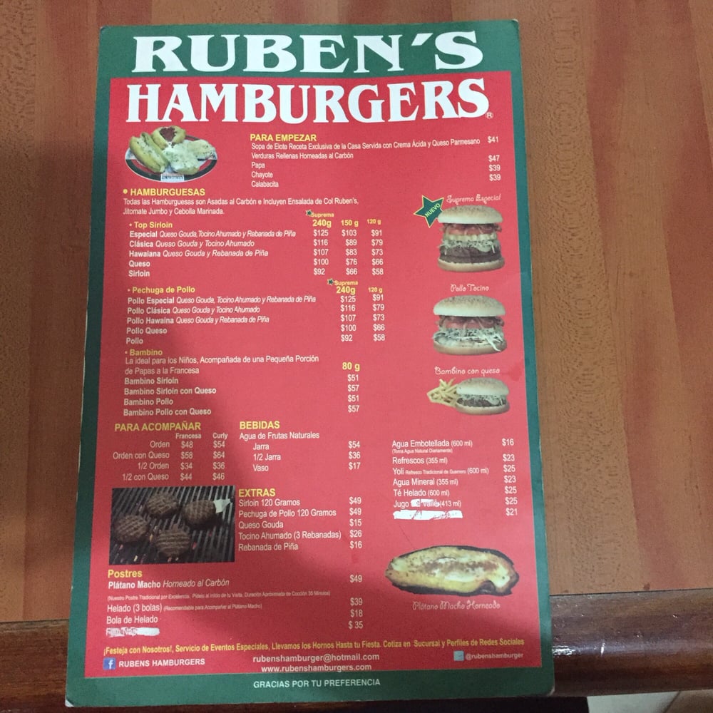 Ruben’s Hamburgers - Burgers - Blvd. de las Naciones 17, Granjas del ...