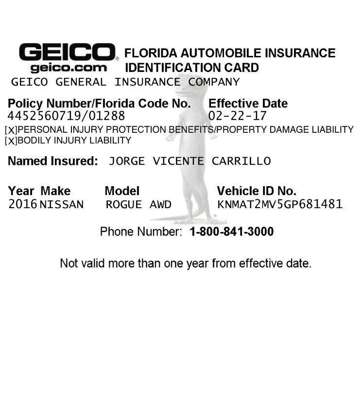 Geico Insurance Card Template Life Insurance Quotes