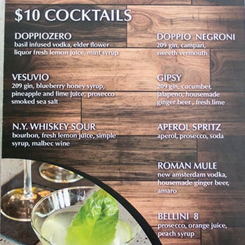 Doppio Zero - Mountain View, CA, United States. Cocktail menu.
