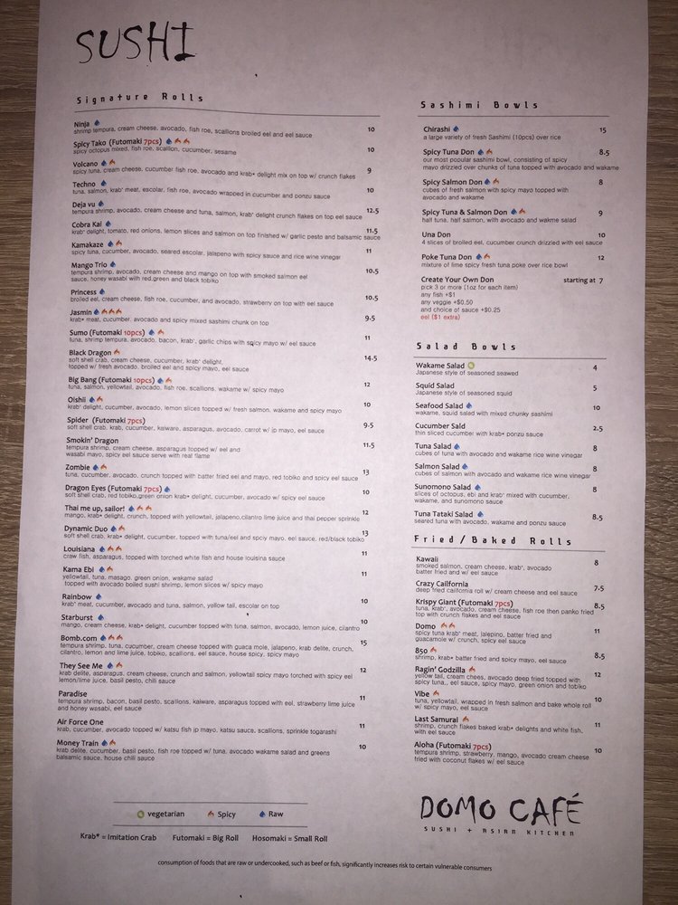 Online Menu of Domo Cafe Restaurant, Fort Walton Beach, Florida, 32547 ...