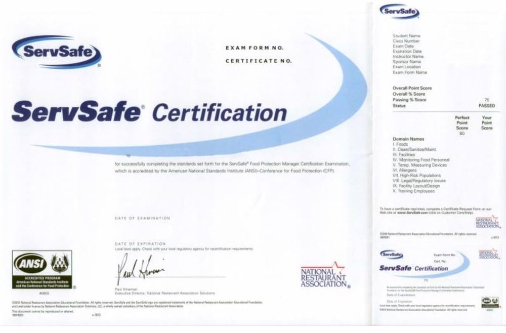 Printable Blank Servsafe Certificate Printable Templates