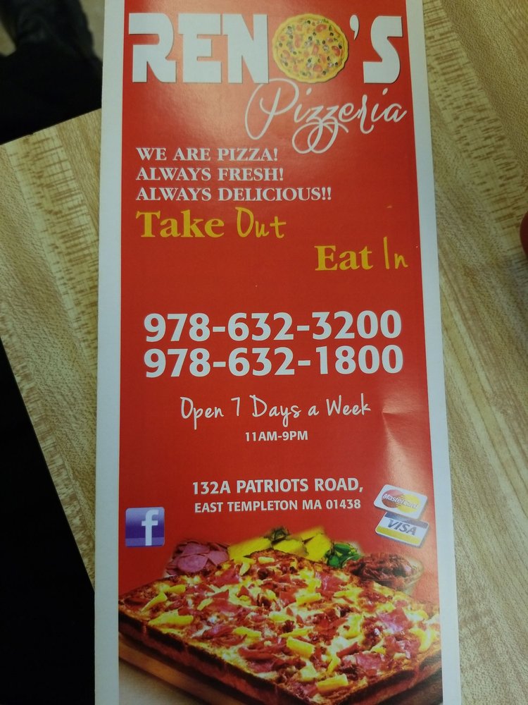 Reno’s Pizza - 132 Patriots Rd, Templeton, MA - 2019 All You Need to ...