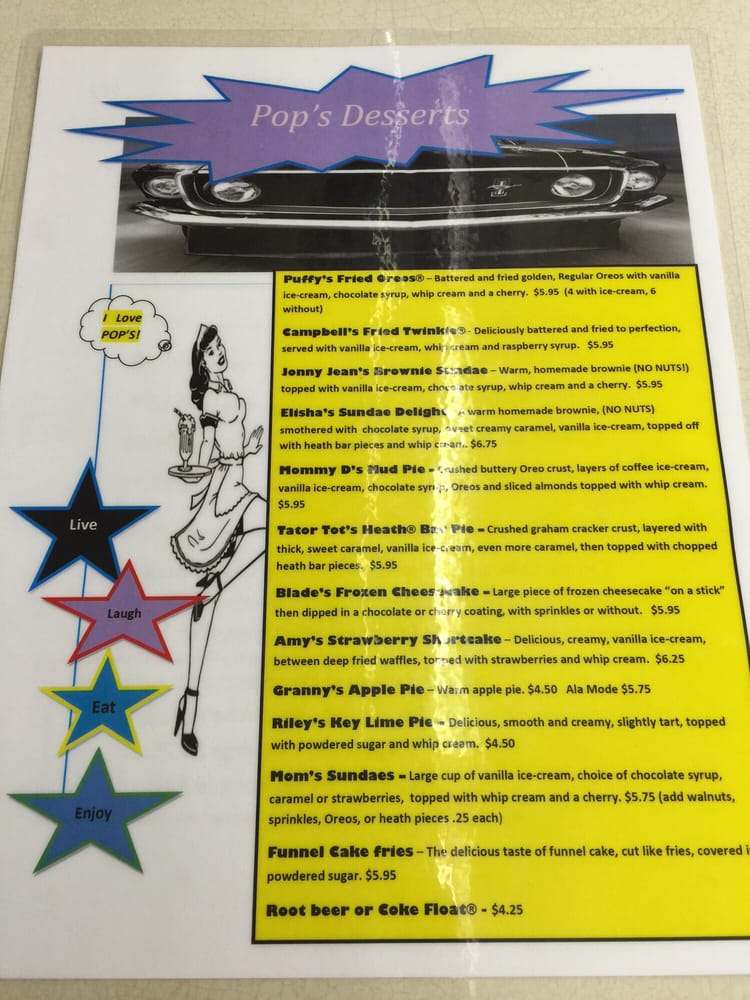 Online Menu of Pops Diner Restaurant, Carolina Beach, North Carolina ...