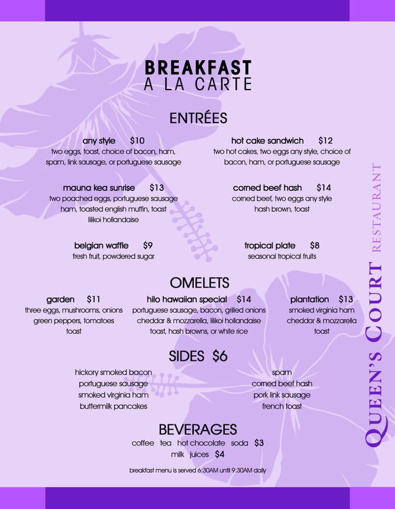 A La Carte Breakfast Menu Yelp
