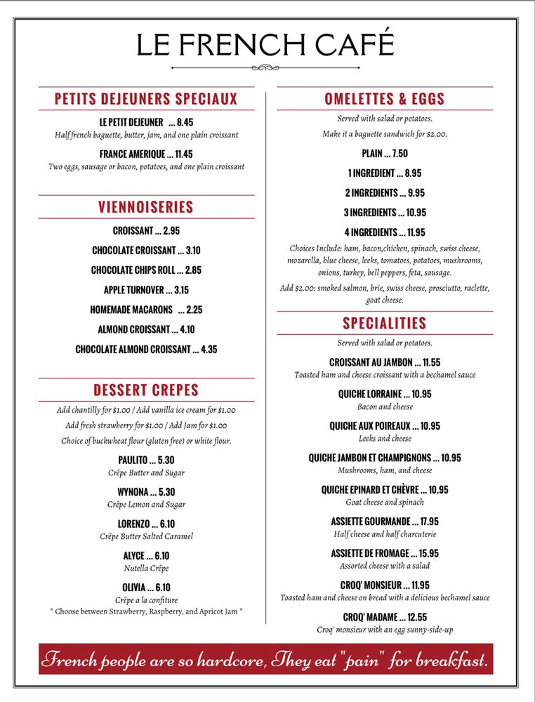 Tren Gaya 37 French Cafe Menu