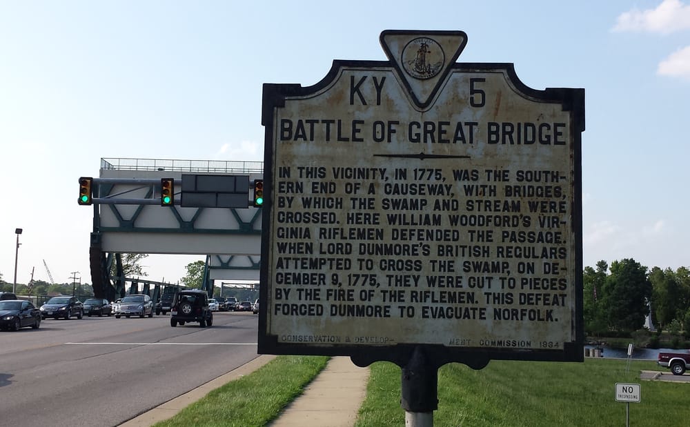 Battle of Great Bridge Historical Marker - Landmarks & Historical ...