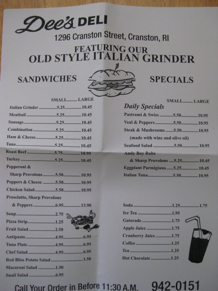 Online Menu of Dees Deli Restaurant, Cranston, Rhode Island, 02920 - Zmenu